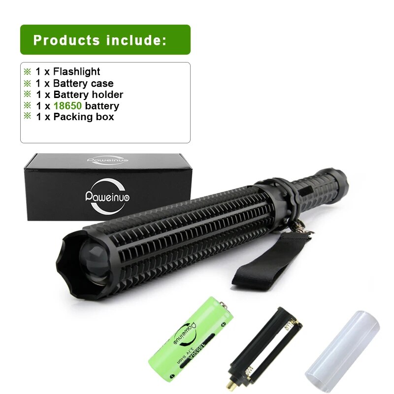 Baseball Bat Flashlight Super Bright LED Torch High Rechargeable ...