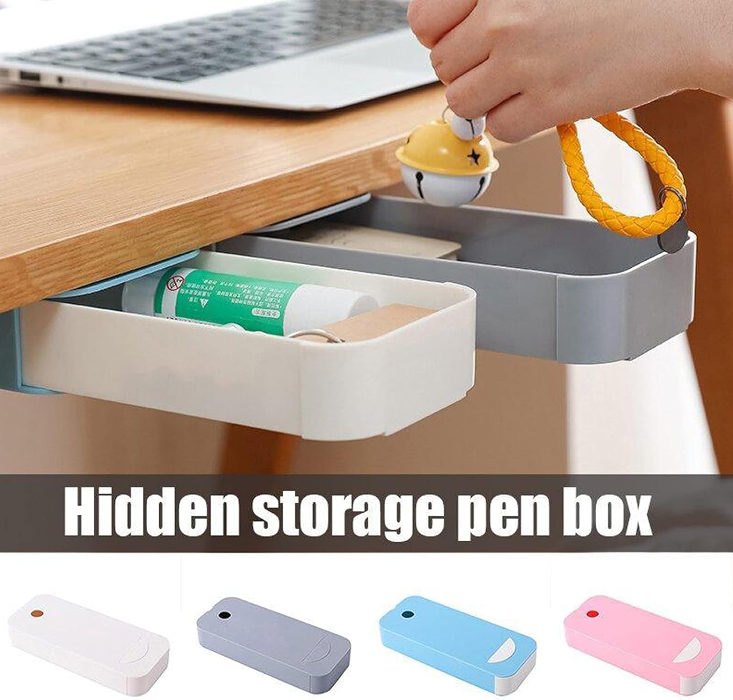 Stationery Organizer Hidden Drawer Storage Box Pen Box Desk Organizer ...