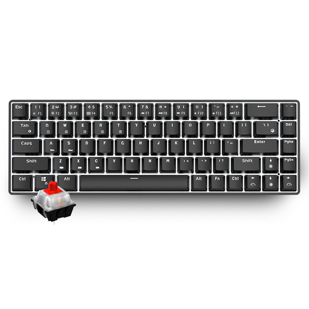 RK855 BT&Wired Dual Mode Keyboard White Backlight 68 Key Mini ...