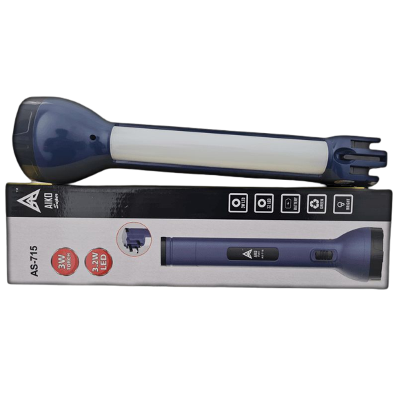 Aiko Super 3w Led Torch Light/ Rechargeable Flashlight As-715 | Daraz.lk