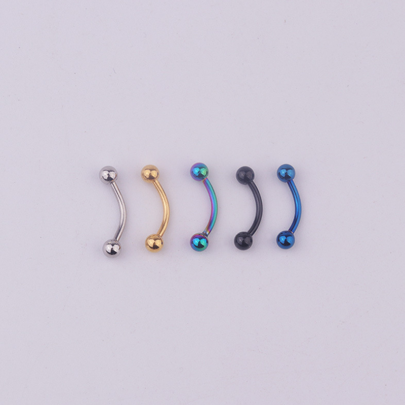 6/8/10mm Surgical Steel Ball Eyebrow Piercing Curved Lip Ring Snug ...