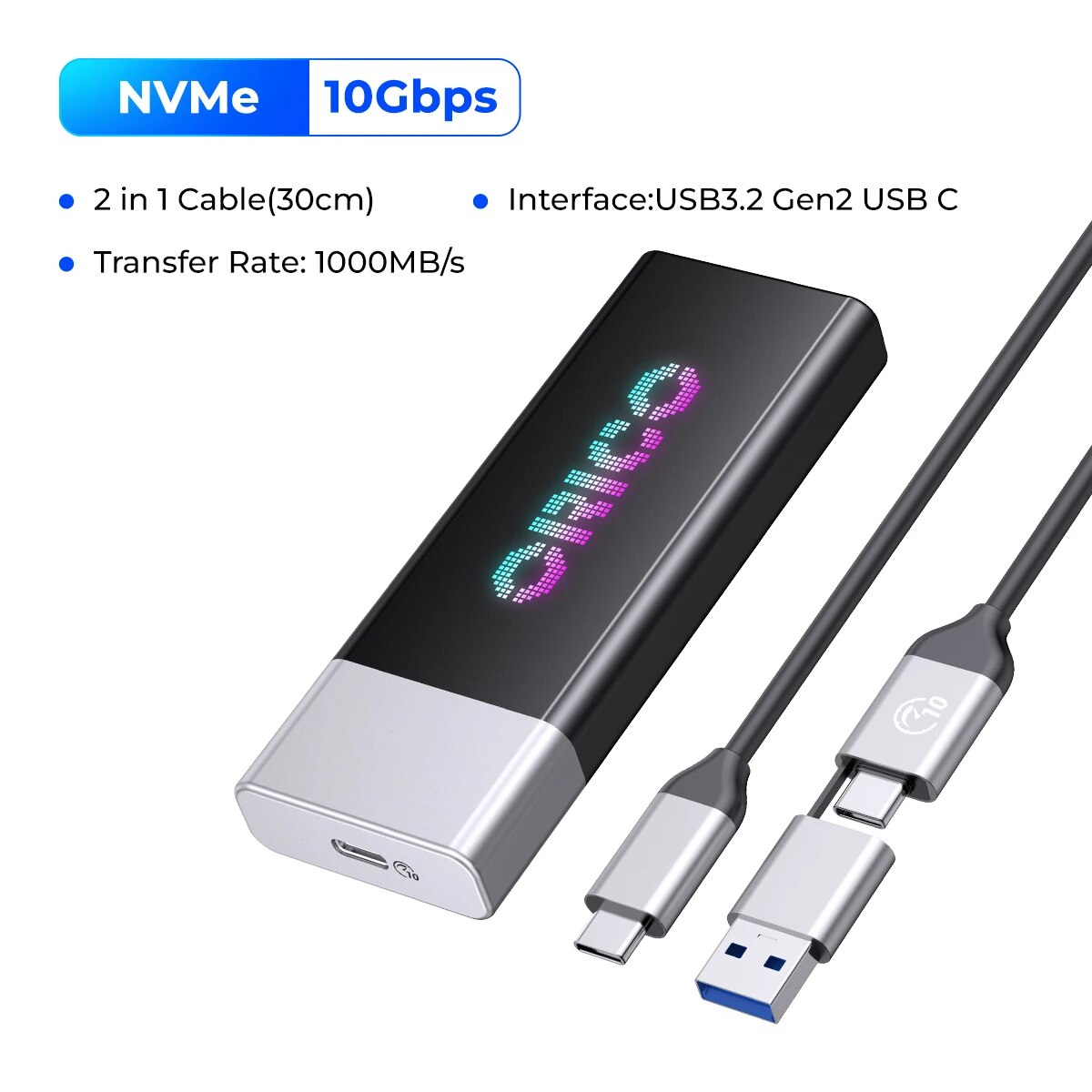 ORICO Genie RGB Portable SSD 1000MB/S External Solid State Drive 2TB 1TB 512GB USB 3.2 Gen2 Type ...