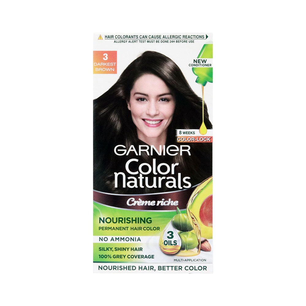Garniers Color Naturals Nourishing Hair Color – 3 Darkest Brown -70ml ...
