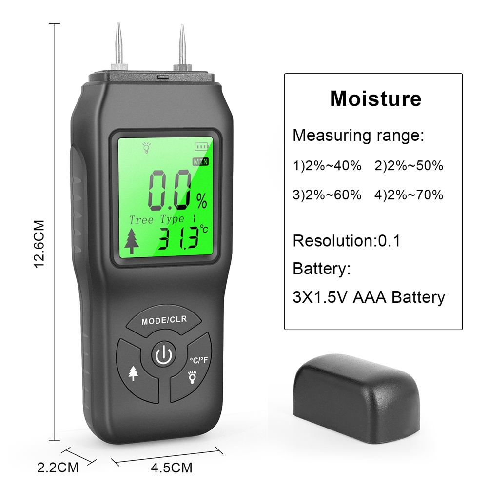 Digital Moisture Meter, Water Leak Detector, Moisture Tester, Pin Type ...