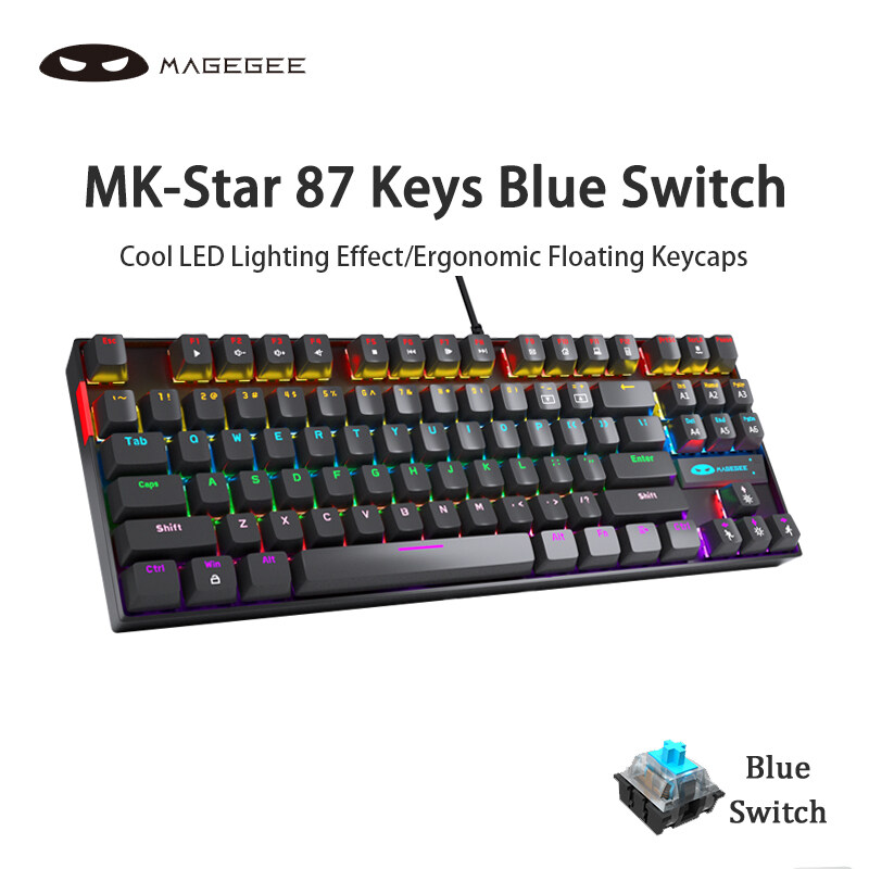 MageGee MK-star Mechanical Gaming Keyboard Blue / Red Switch Compact 87 ...