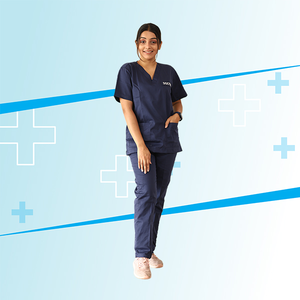 Navy blue medical scrubs full kit v-neck scrub top and bottom | Daraz.lk