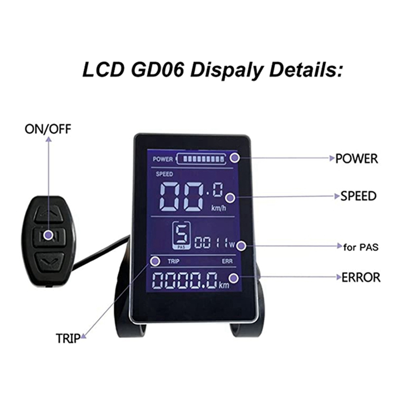 36V 48V LCD GD06 Display Control Panel, 5-Speed Control Waterproof ...