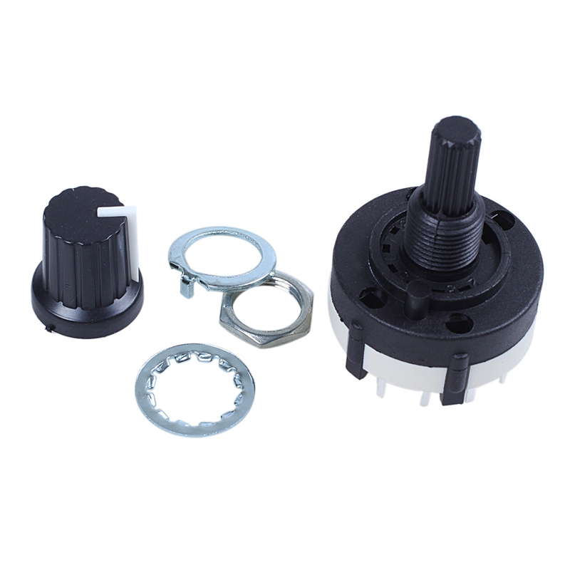 3P4T 3 Pole 4 Position Single Wafer Band Selector Rotary Switch w Knob ...