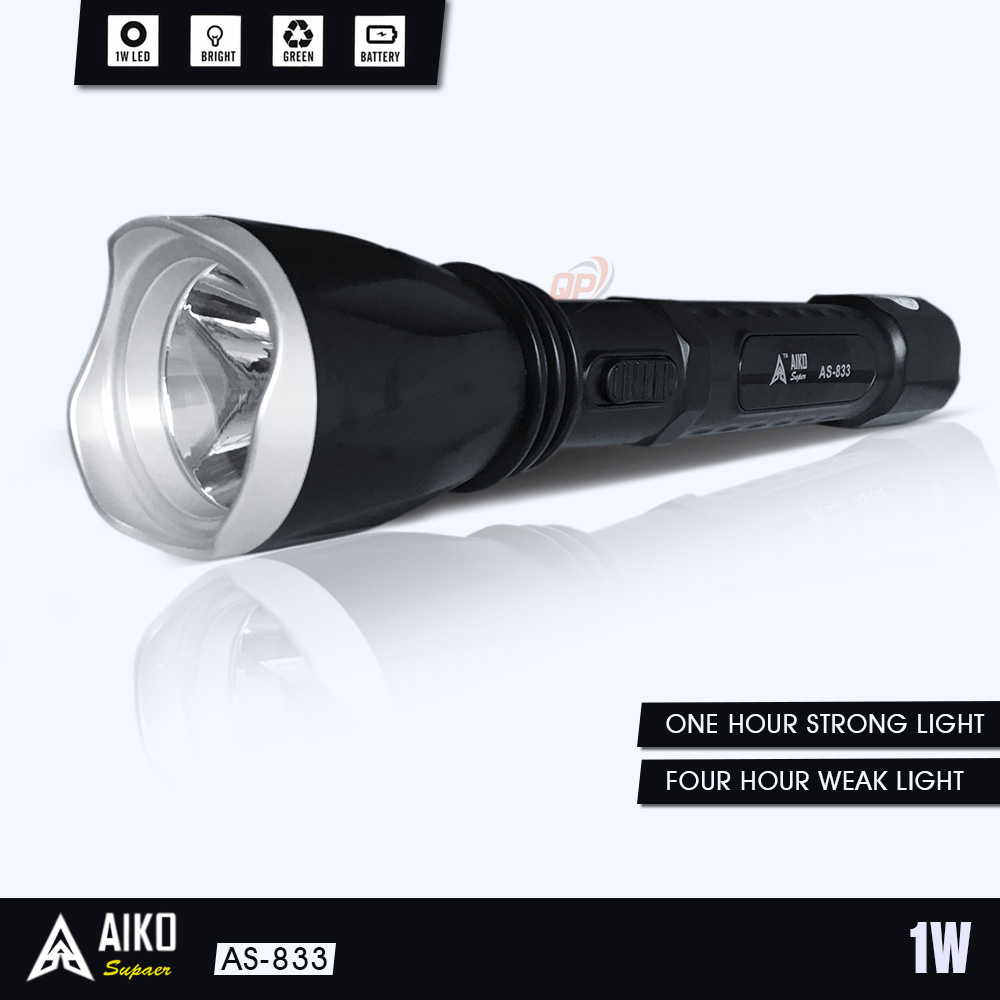AIKO AS-833 Rechargeable LED Torch 1W Hi-Power LED Rechargeable Camping ...