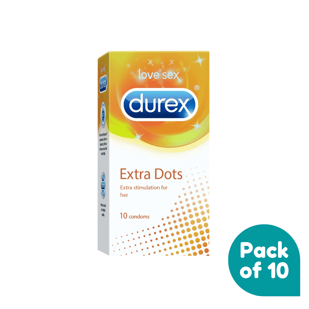 Imported Durex Extra Dotted Condoms - Enhance Pleasure with Textured Sensation - Pack of 10 ...