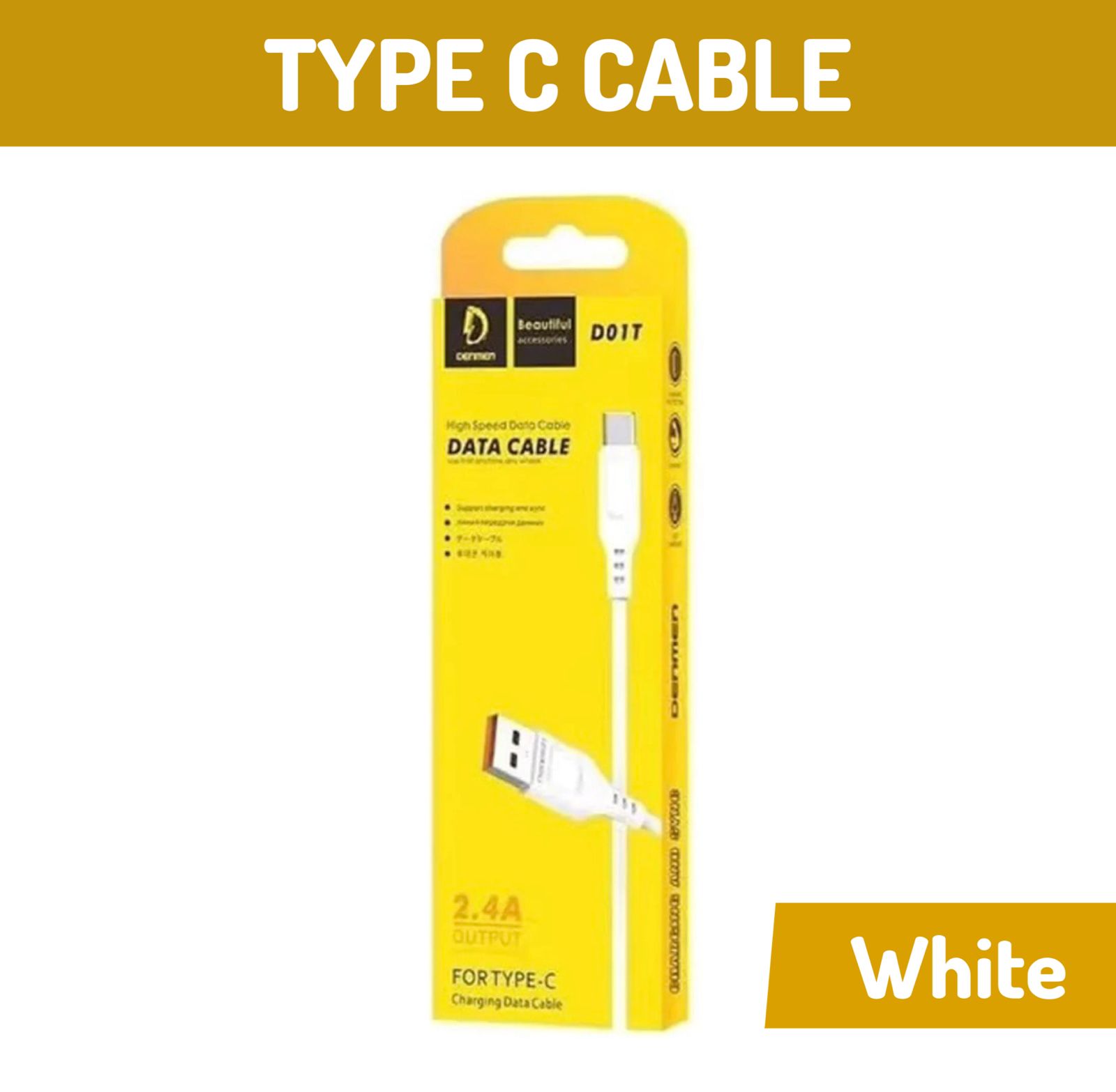 DENMEN High Speed USB to Type C Data Cable And Fast Charging 100cm ...