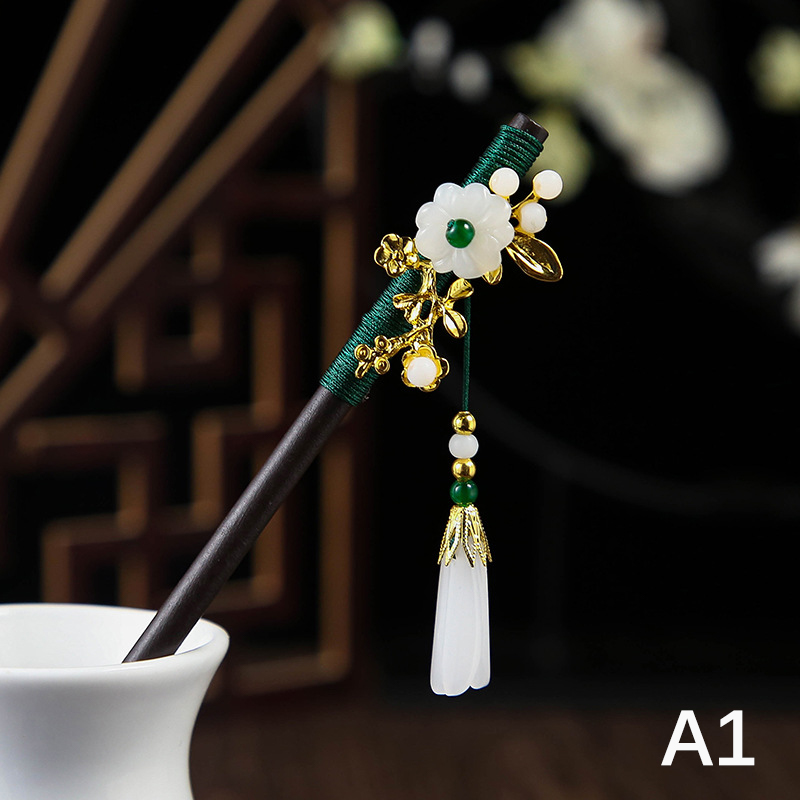 Vintage Wooden Hair Stick Chinese Style Winding Flower Hairpin With ...