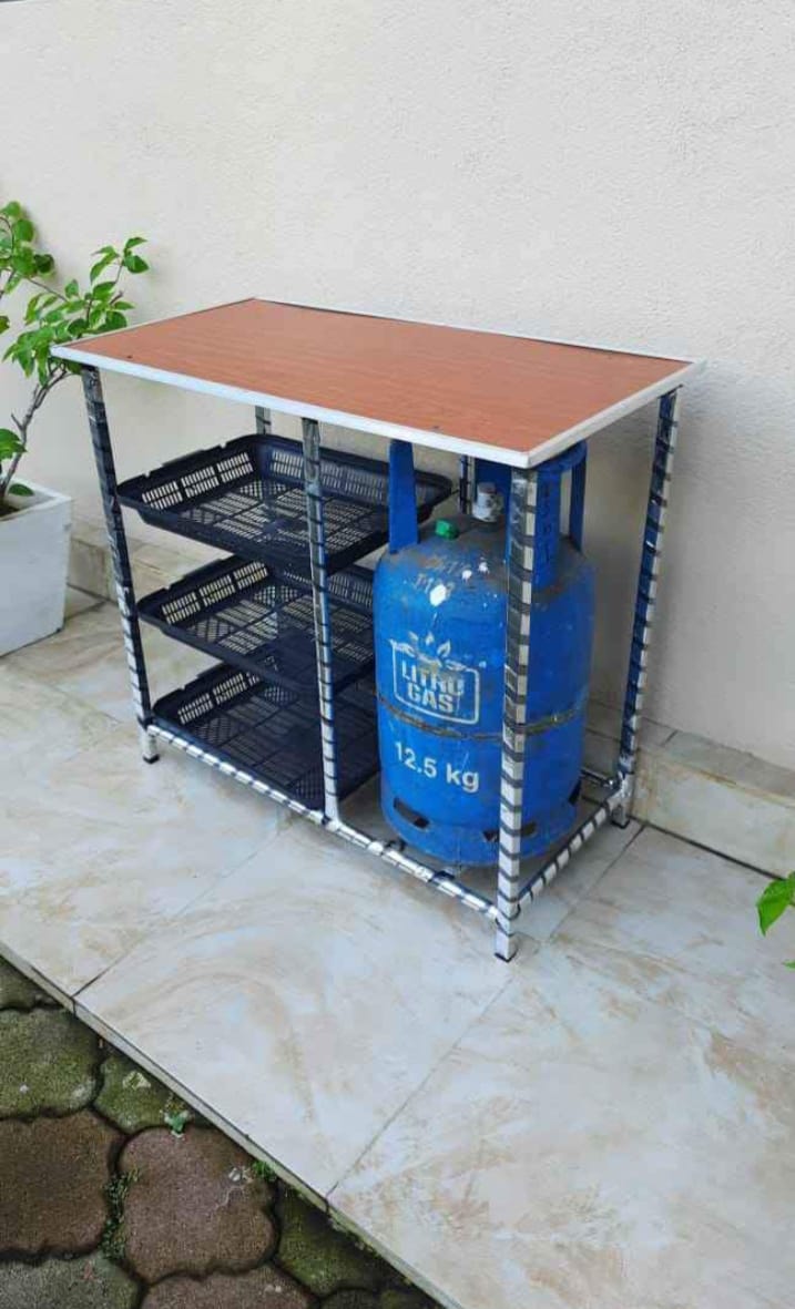 Metal gas cooker table / gas cylinder rack with 3 Vegetable racks ...