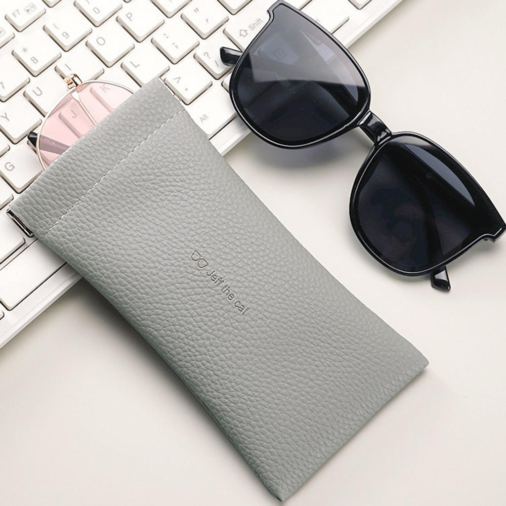 Lychee Pattern PU Glasses Bag Multi-purpose Soft PU Leather Eyewear ...