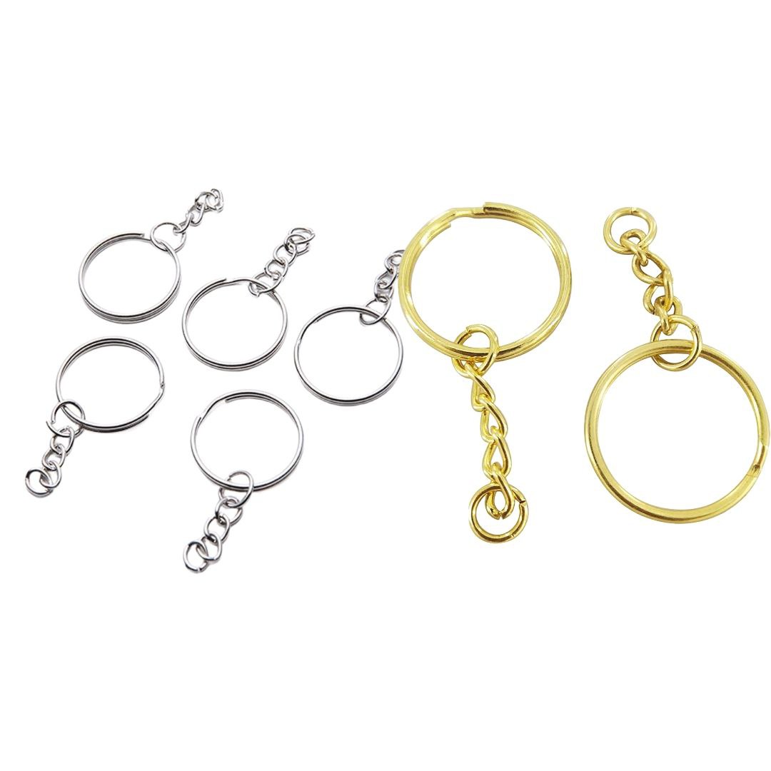 10-200Pcs/Lot 25mm Key Ring Key Chain Gold Color Rhodium Round Split ...