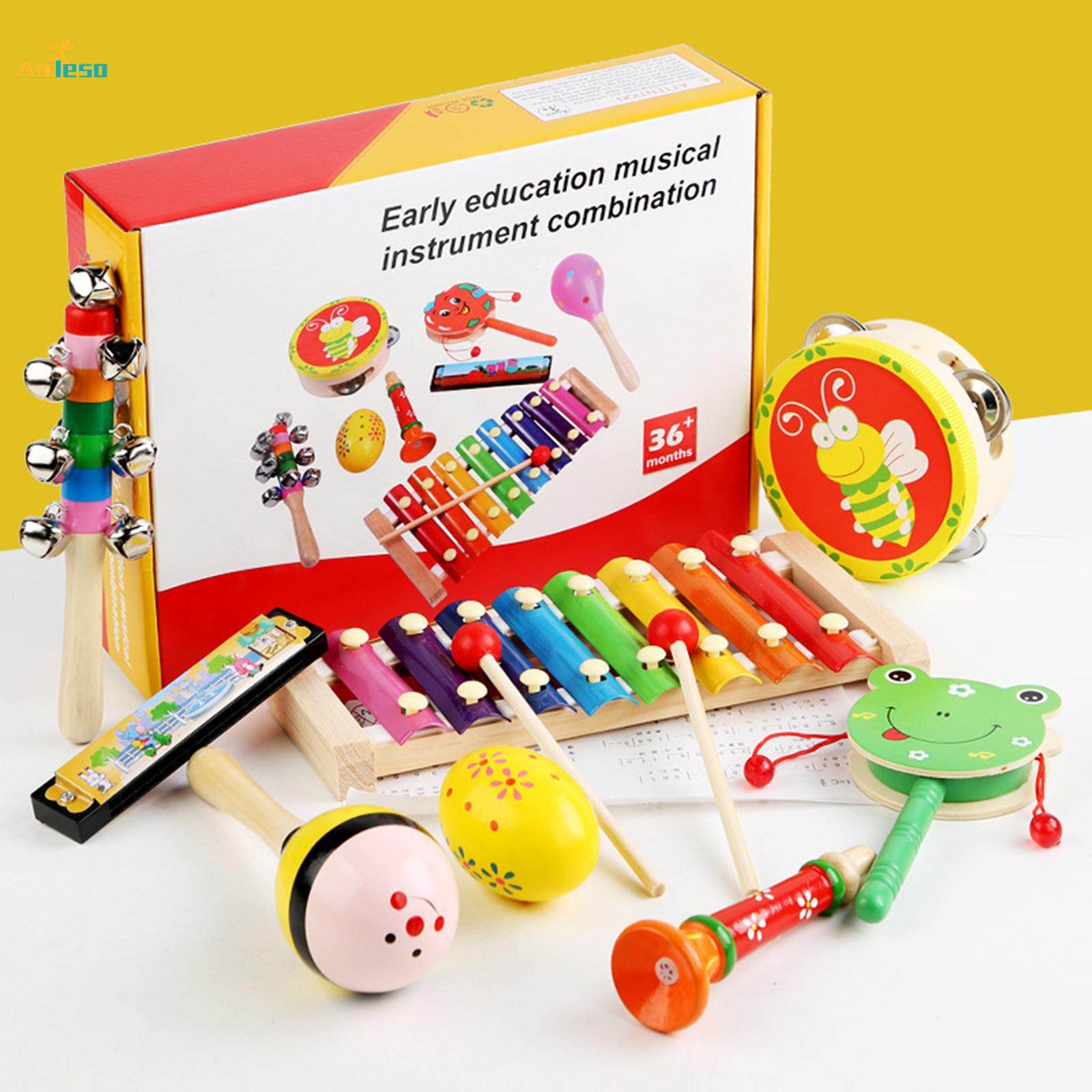 8x Wooden Percussion Instruments Child Early Learning Musical Toys for ...