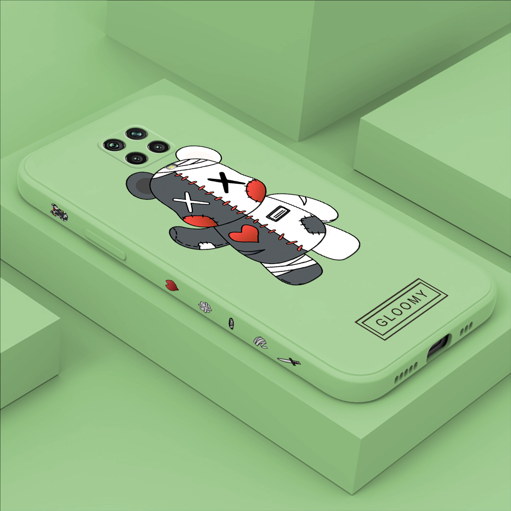 Hontinga for Redmi Note 9S Case Side Design Cartoon Bandage Bear Back ...
