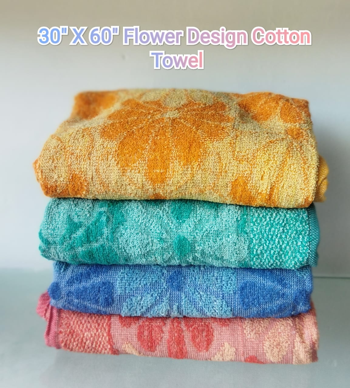 Cotton towel 30" x 60" Flower Design | Daraz.lk