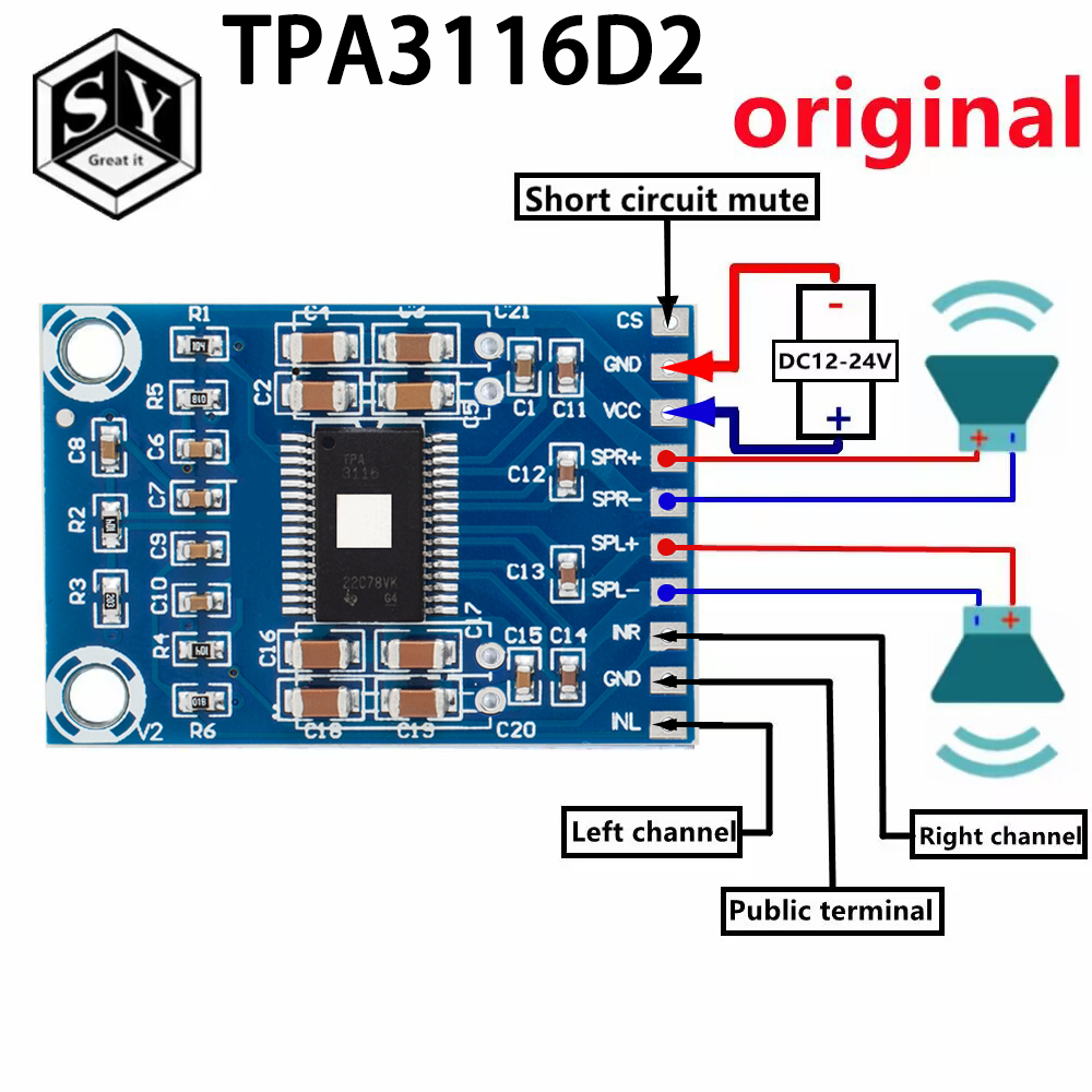 Xh-M562 Dc 12v-24v 2x50w Dual Channel Mini Digital Amplifier D Class ...
