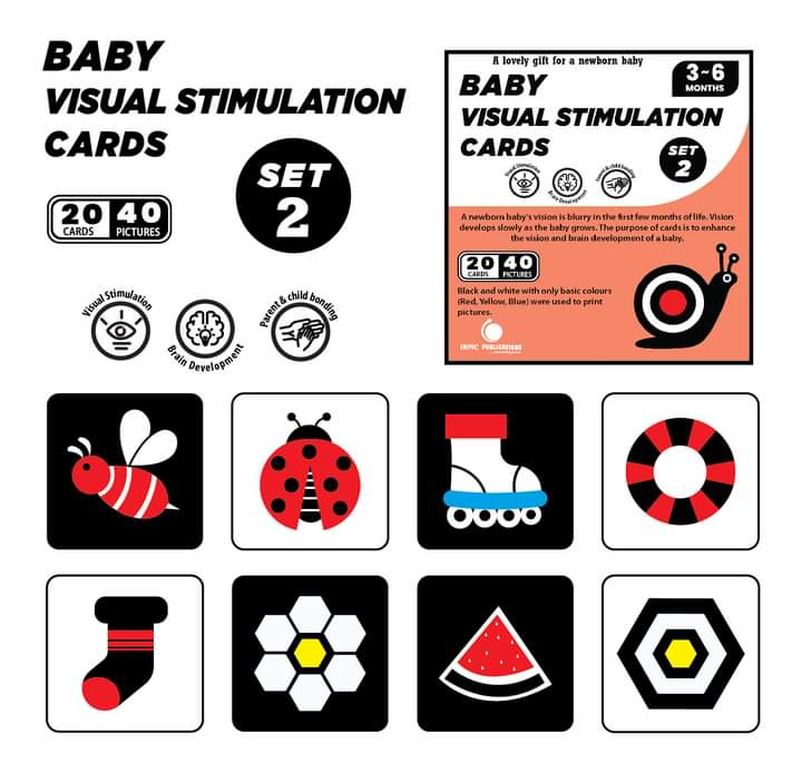Baby Visual Stimulation Cards Montessori 0-12 Months High Contrast ...