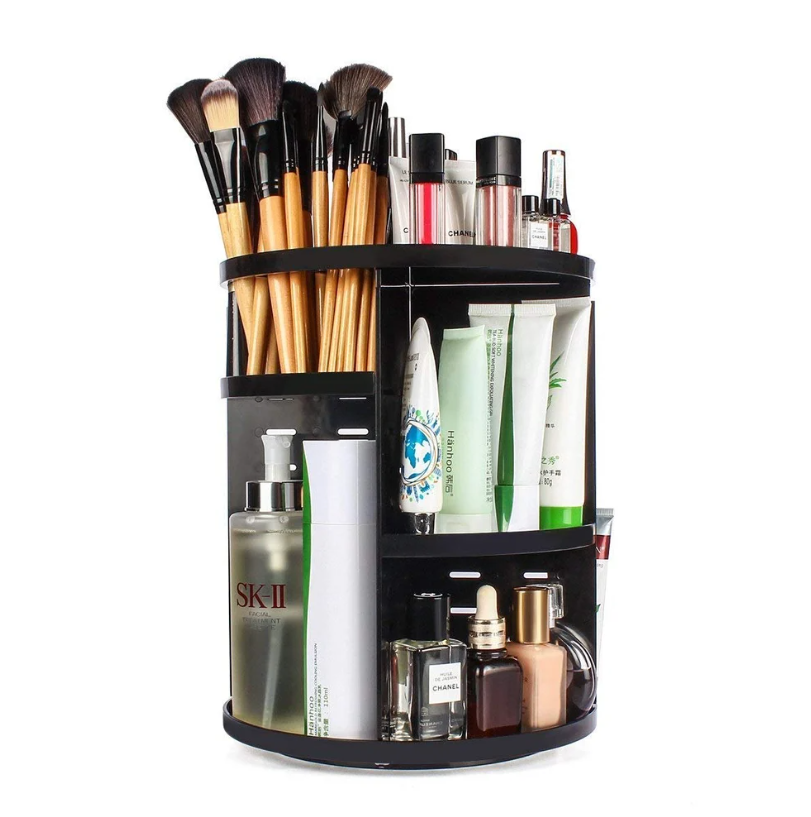 360° Rotating Adjustable Makeup Organizer , Diamond Pattern Cosmetic ...