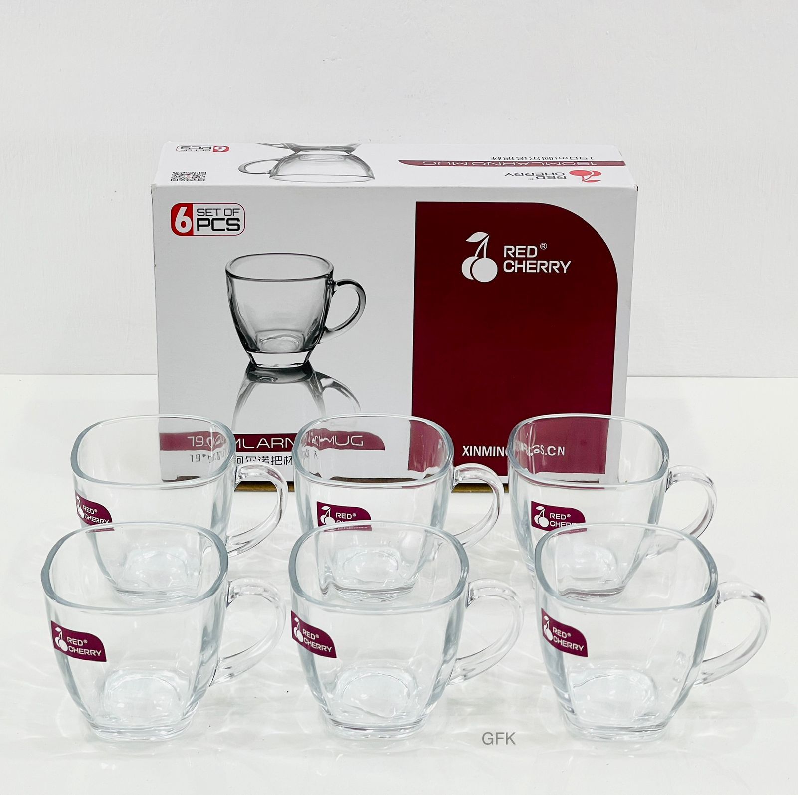 Buy Clear Tea Glass / 6 Pieces / Heavy / 190ml / Red Cherry / Sq