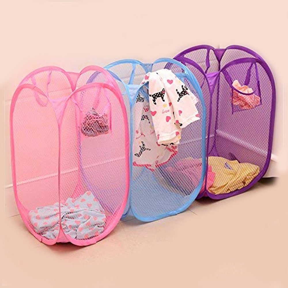 Foldable Ventilation Laundry Bag Nylon Mesh Dirty Clothes Basket | Daraz.lk