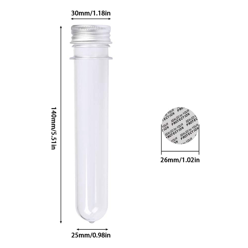 30 PCS 40ML Plastic Test Tubes with Screw Caps Reusable Transparent ...