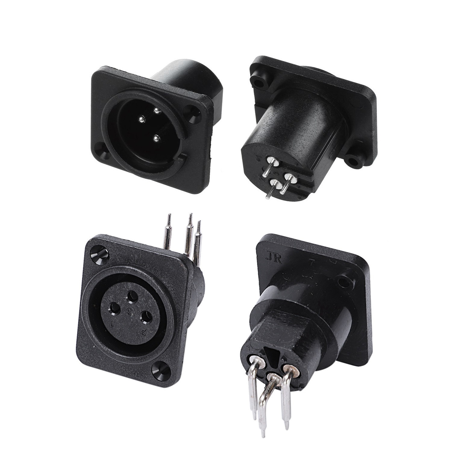 20 Pcs Black XLR Connector: 10 Pcs Male Plug Straight Terminal Panel ...