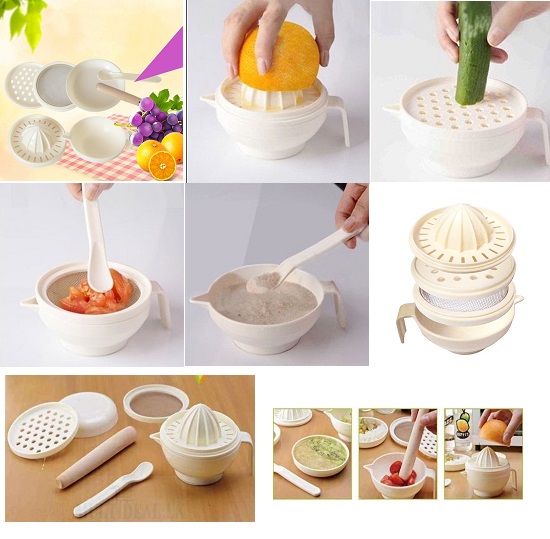 7 Pcs/Set Multifunctional Baby Food Mill Bowl Infant Food Abrasive ...