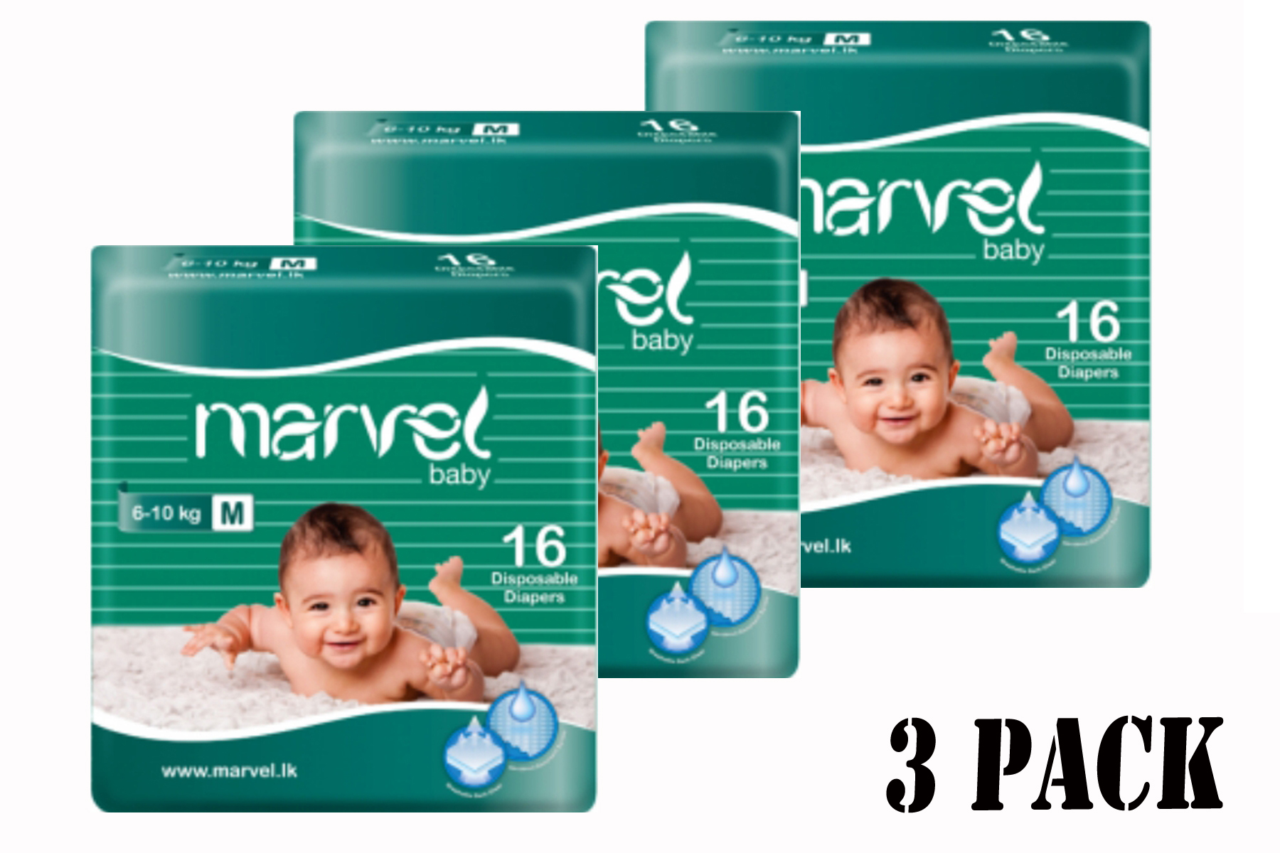 Marvel Baby Diapers - Medium - 16 pcs | Daraz.lk