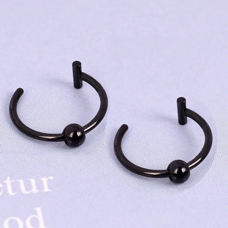 2022 New Punk 8/10mm Titanium Steel Lip Rings Cuff Clip on Labret ...