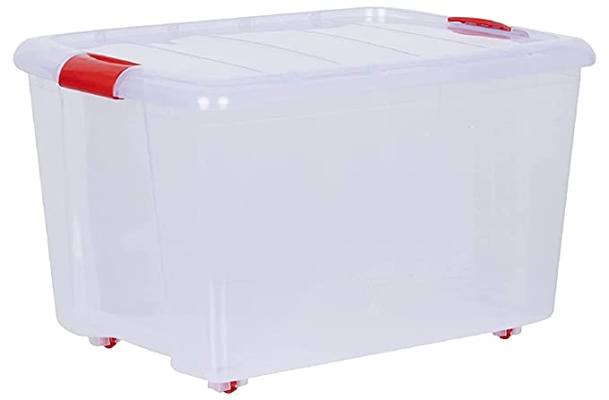 Multipurpose Plastic Storage Container Box with Wheels 45 LTR Clear ...