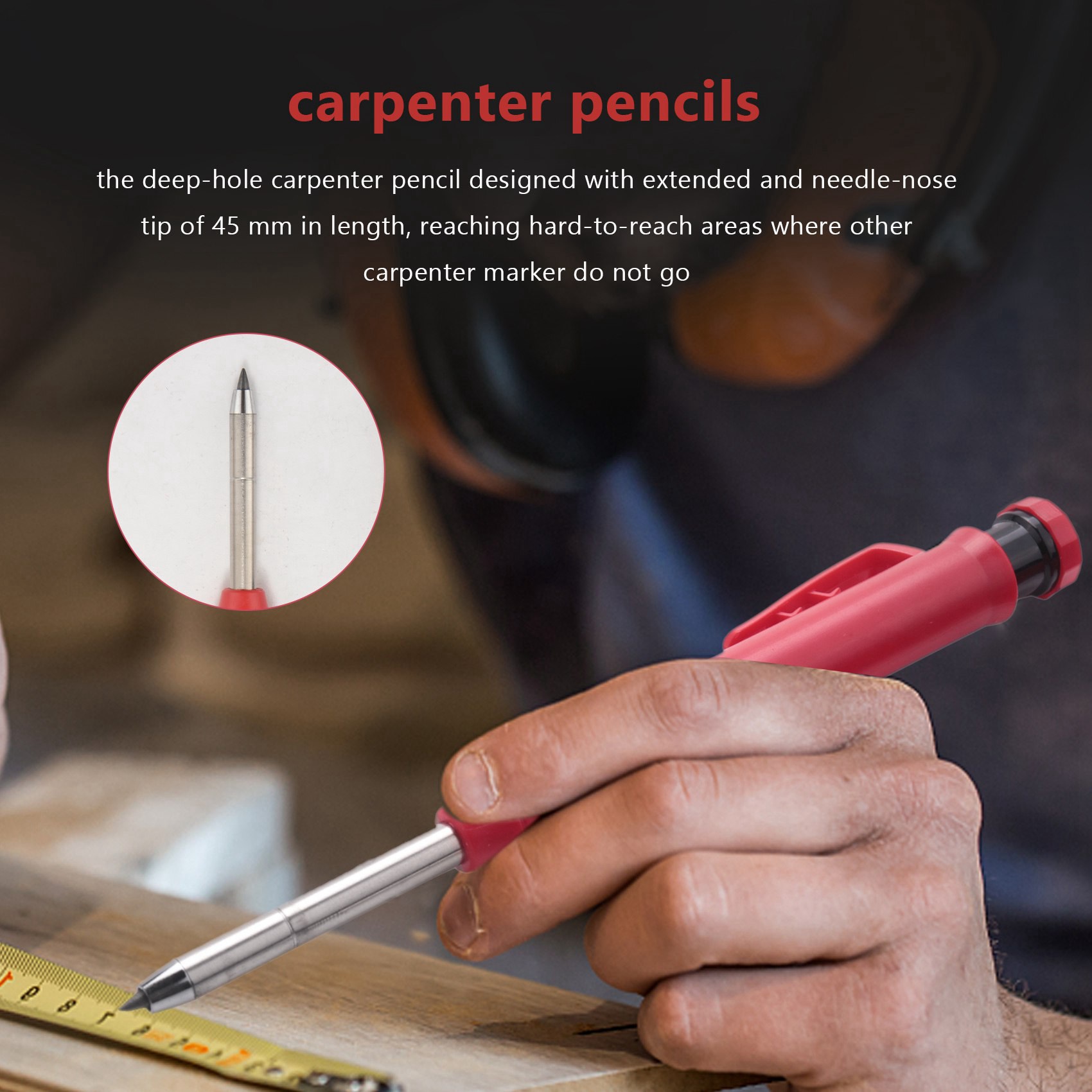 Solid Carpenter Pencil Set, Built-in Sharpener for Construction | Daraz.lk