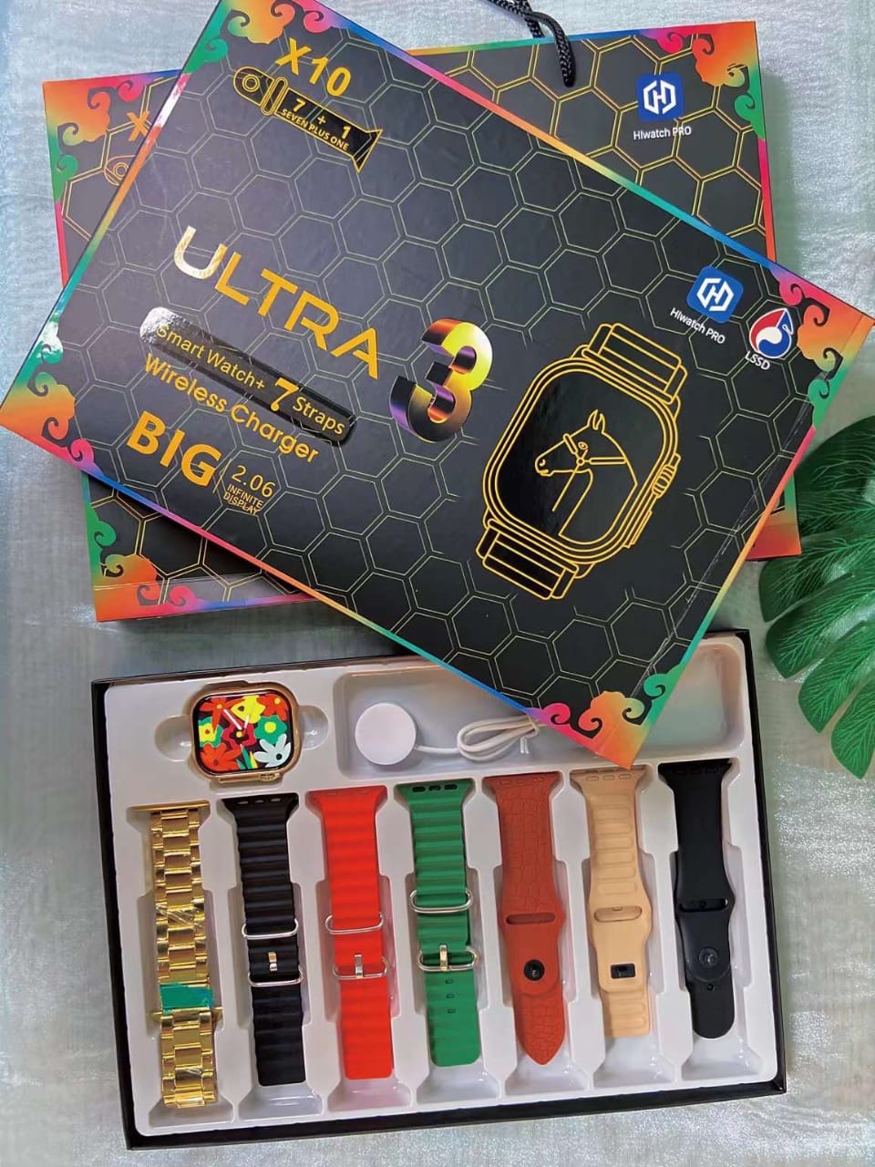 X10 ultra3 7Straps Smartwatch 2.06HD Screen ECG Monitoring Reloj inteligent