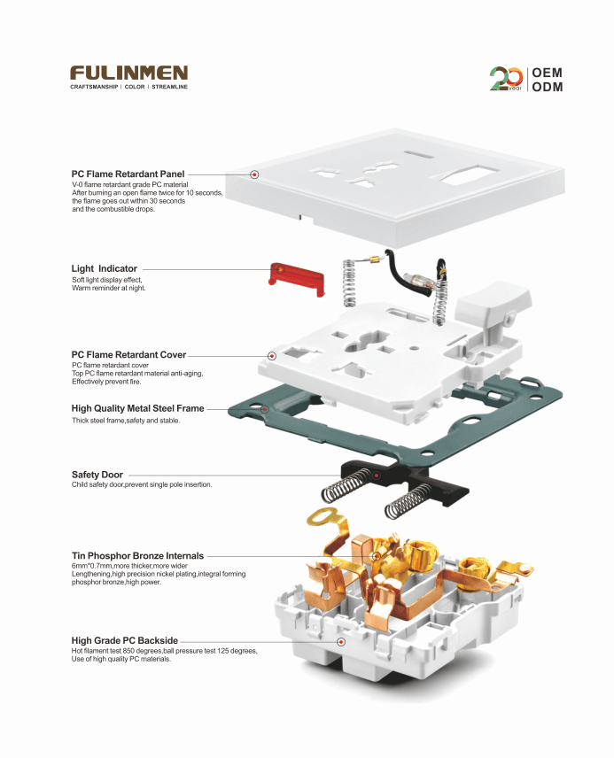 Multi plug base 13A FULINMEN brand switch UK type electrical socket ...