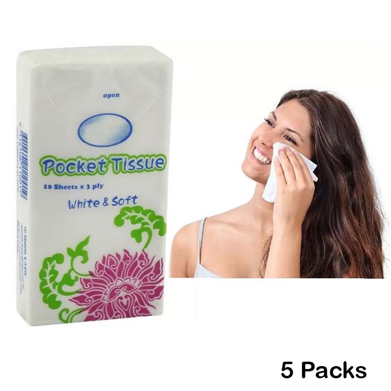 Pocket Tissues 5 Packs Soft Pocket Tissue Packs Cotton Tissue Face ...