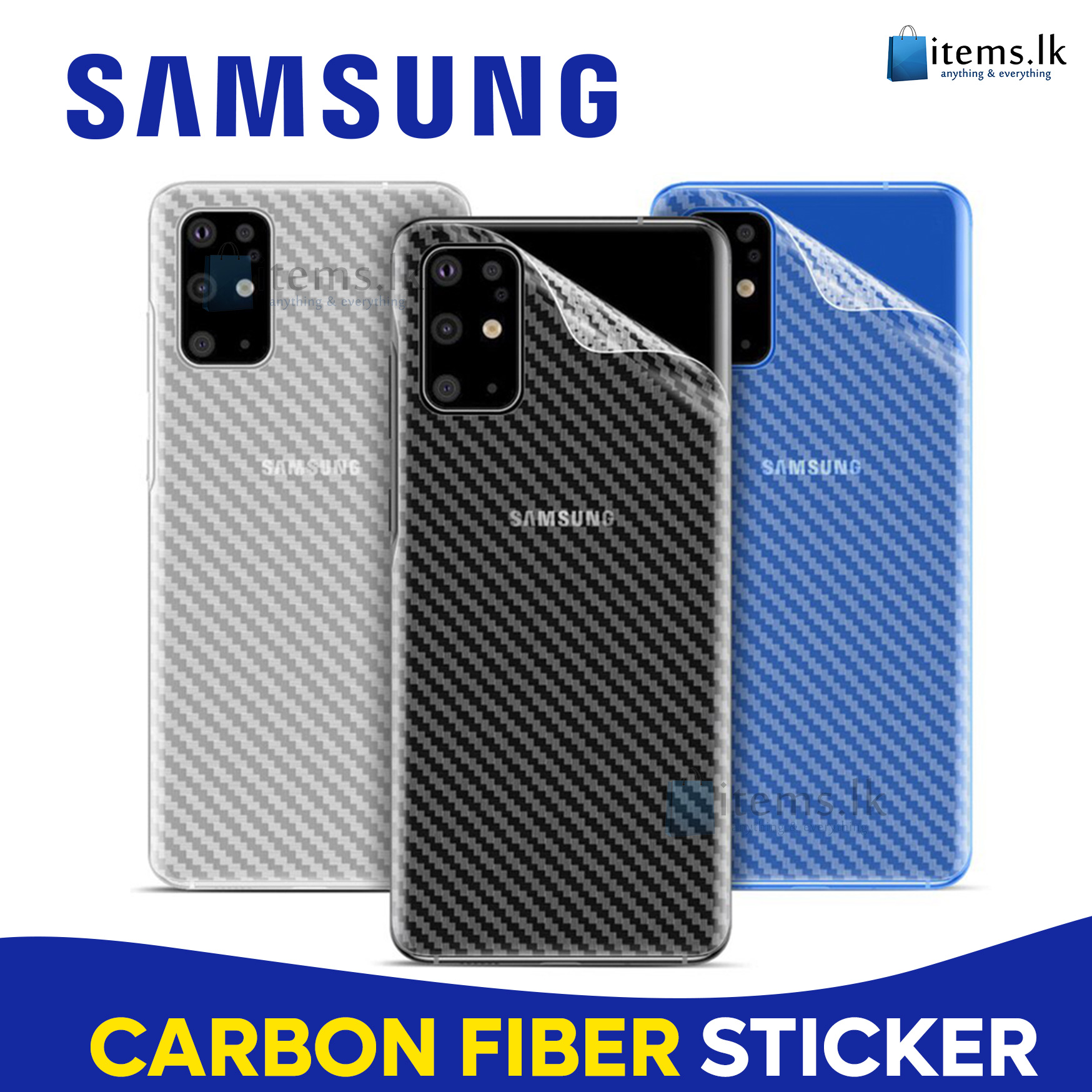 Carbon Fibre Clear back sticker for For Samsung Galaxy S21 / S21 Plus ...