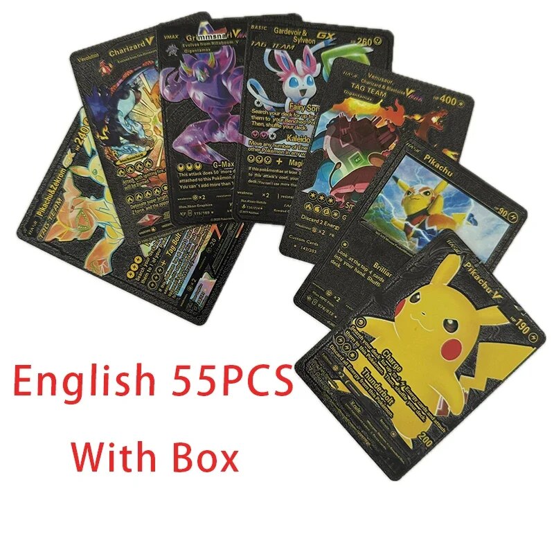 pokemon cards golden 11-27 Pcs/Set Pokemon Metal Card English Spanish ...