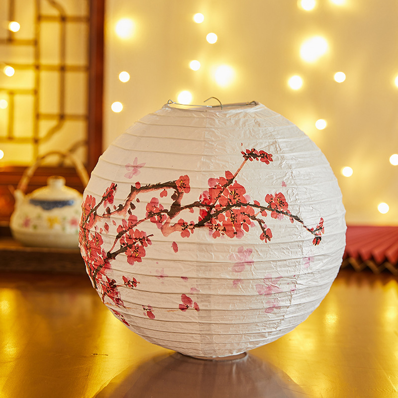 Traditional Flower Letter Printed Festival Lantern Bamboo Paper Fu ...