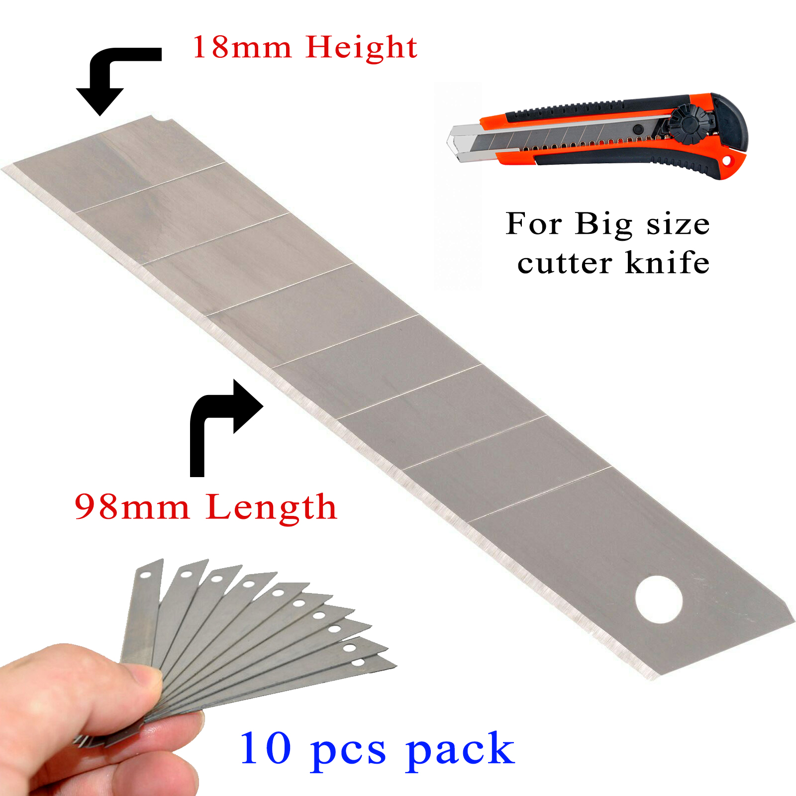 18mm Snap off Box Cutter Utility Knife Blade 10 pcs pack | Daraz.lk