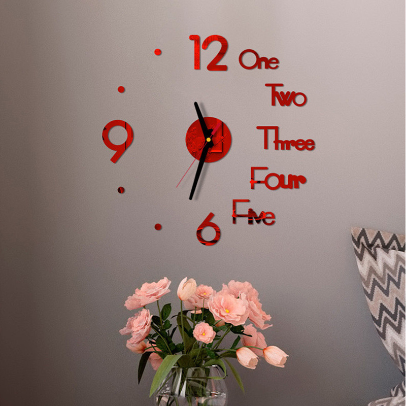 3D Mirror Wall Clock Modern Design Creative Acrylic Quartz Wall Clocks ...