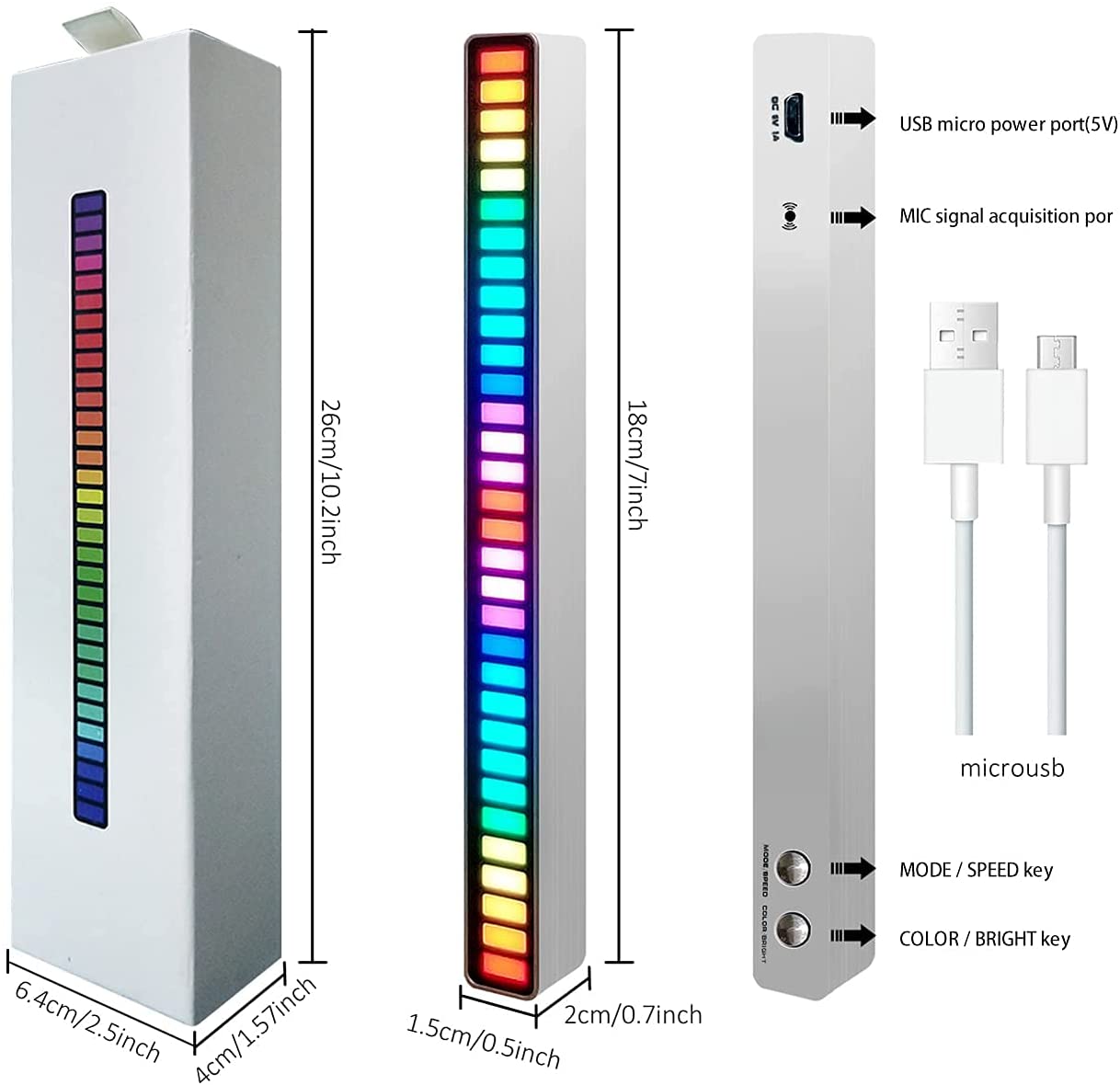 RGB LED Strip Light Music Sound Control Pickup Rhythm Ambient Lamp ...