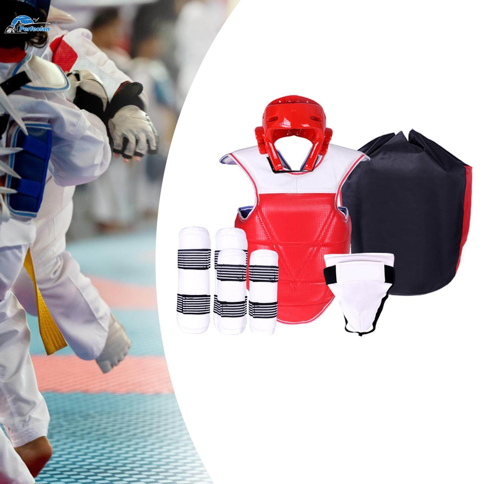 Man Taekwondo Sparring Gear Equipment Set Taekwondo Uniform Set Red ...