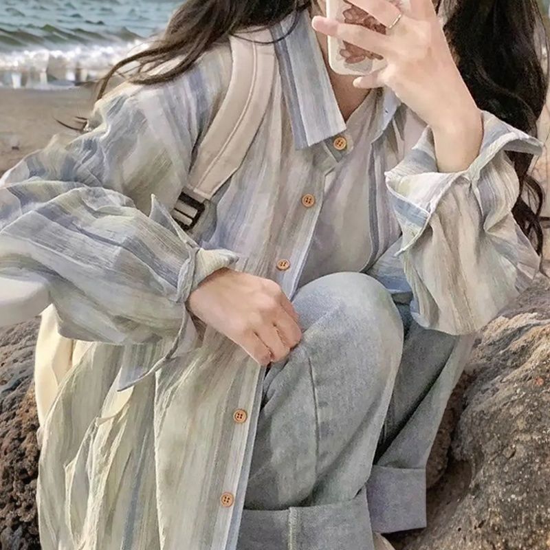 Summer Thin Striped Shirt Sun Protection Coat Spring and Summer 2024 ...