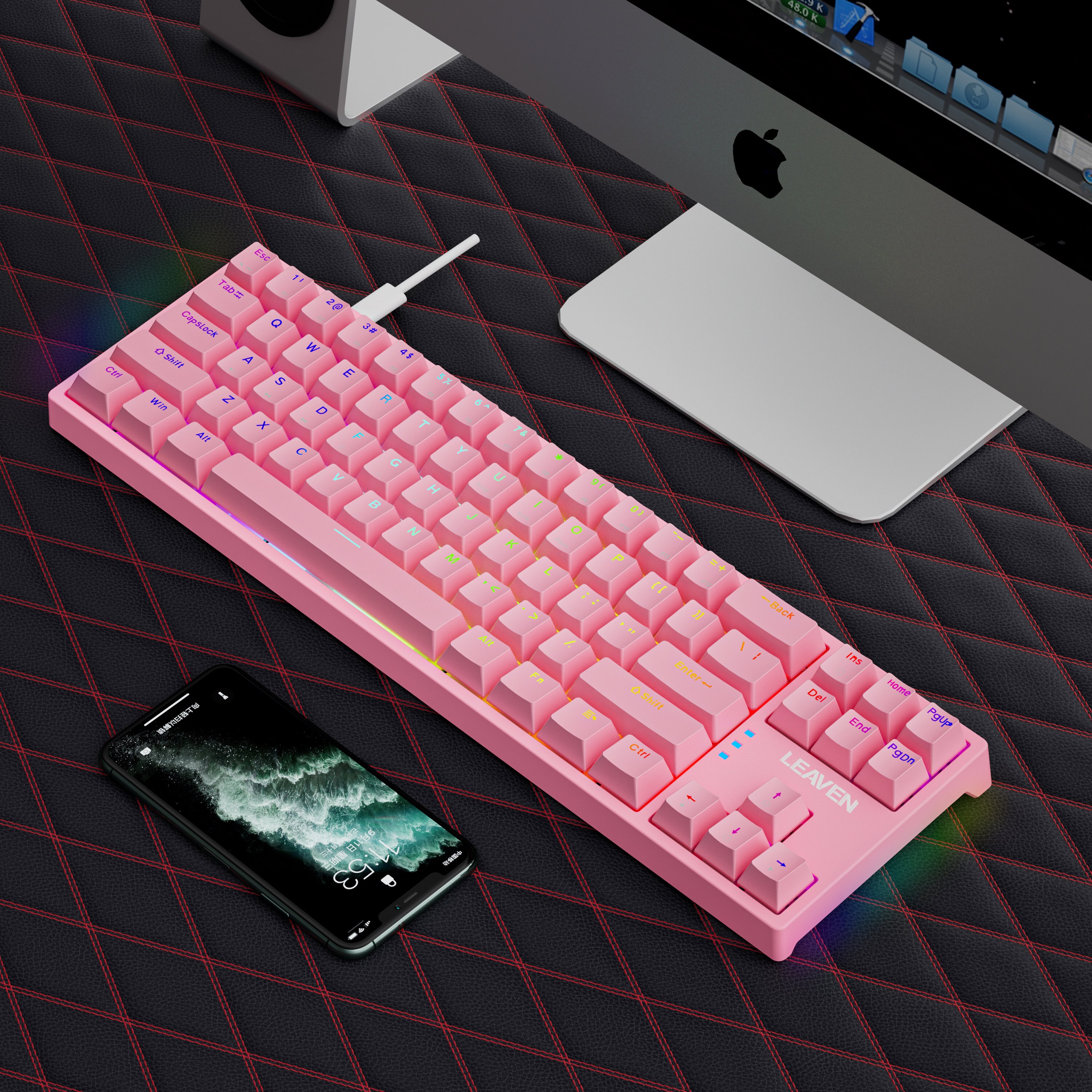 K710 Mini Gaming Mechanical Keyboard 71 Keys RGB Hotswap Type-C Wired ...
