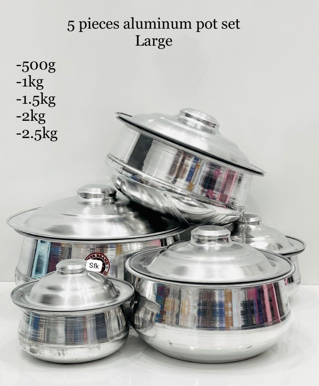 Aluminium Cookware Set 5in1/ Aluminum Polish Satti Set / Cooking Pots ...