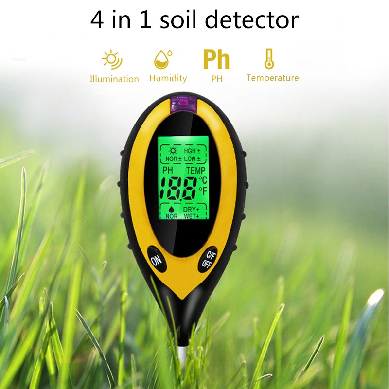 4 In 1 Soil PH Meter Sunlight PH Tester Garden Flowers Soil Moisture ...