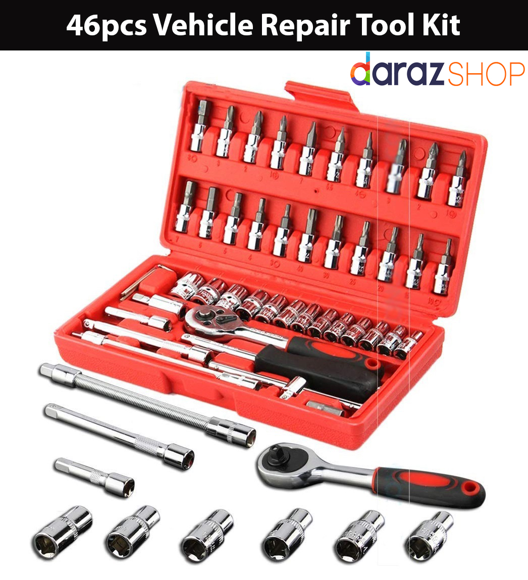 46pcs 1/4-Inch Socket Set Professional Car Repair Tool Ratchet Torque ...