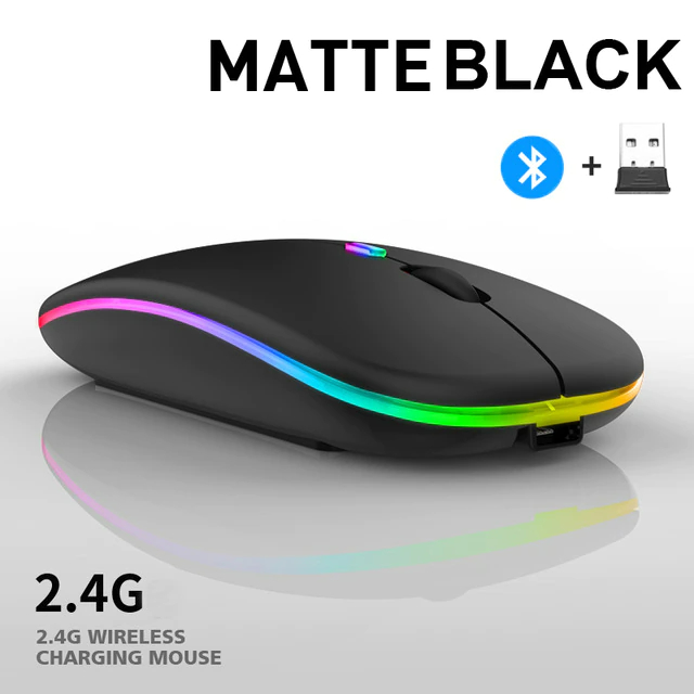 Bluetooth Wireless Mouse with USB, BT5.2 Rechargeable RGB Mouse for ...